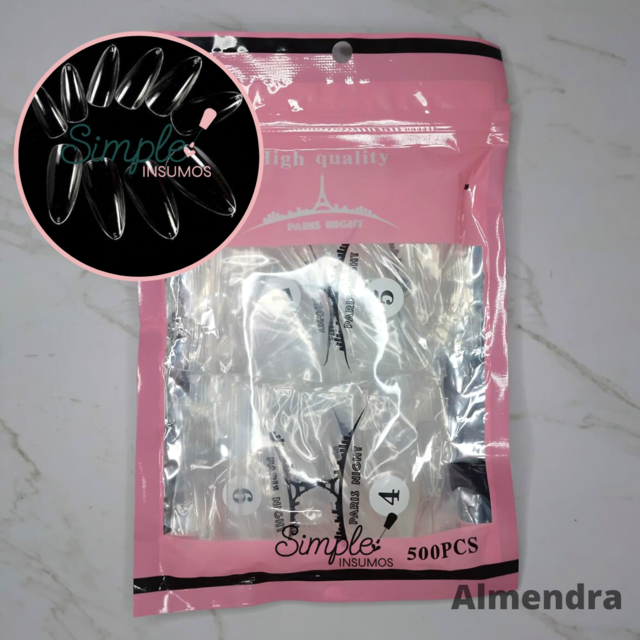 Paris Night - Tips ALMENDRA press on CLEAR x500u (en bolsa)