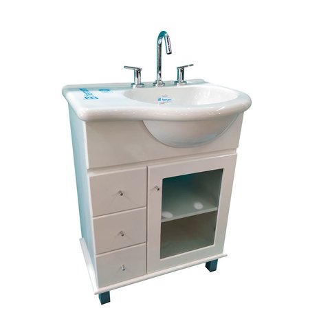 Vanitory para baño de 65 Cm. 1 Puerta de vidrio 3 cajon para mesada A