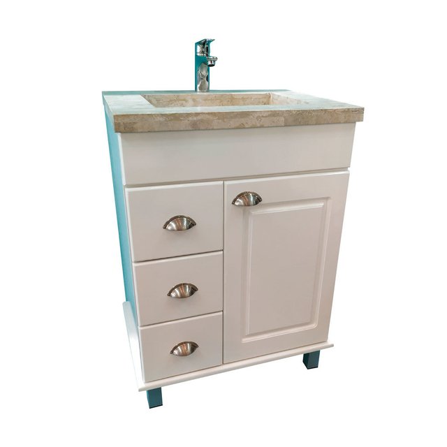 Vanitory para baño de 60 Cm. Estilo Vintage 1 puertas con vidrio 3 Ca