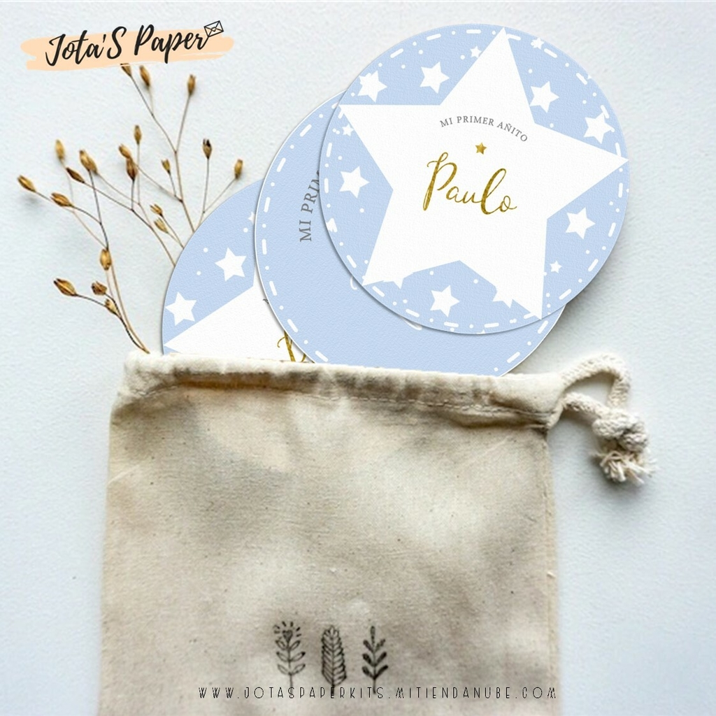Kit Imprimible ESTRELLAS CELESTE - Jotas Paper Kits