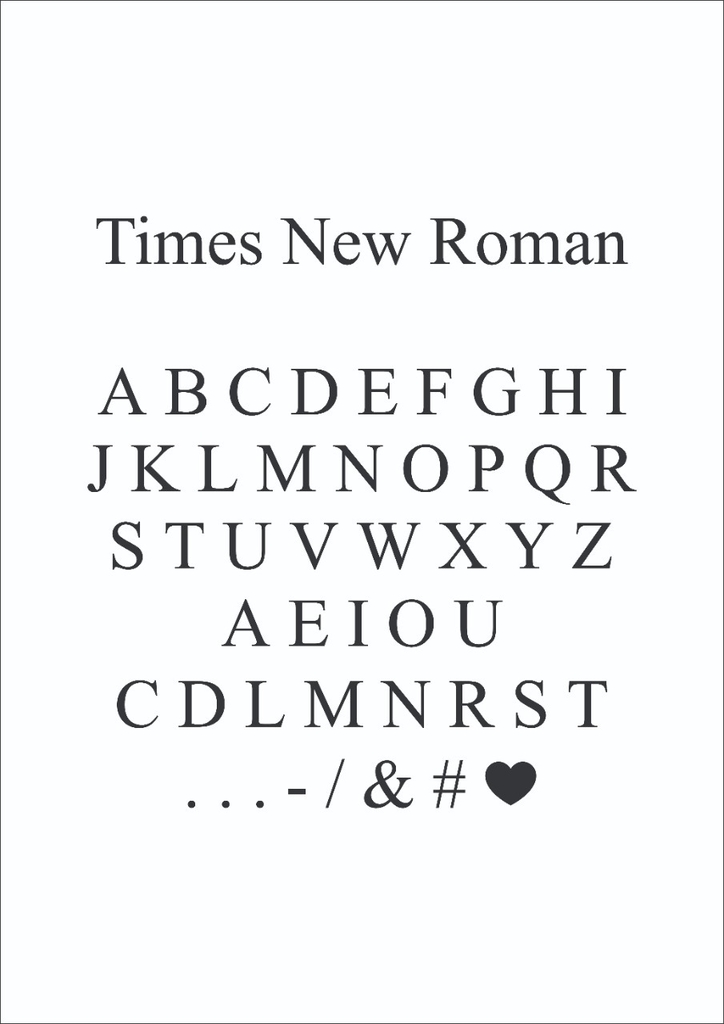 Alfabeto para Hot Stamping (estampagem)