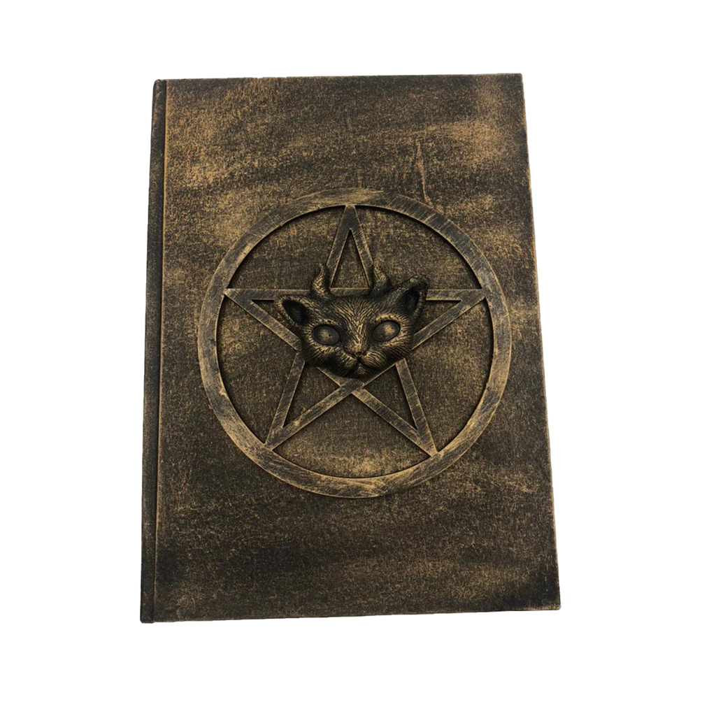 GRIMÓRIO A5 PENTAGRAMA COM GATO DE CHIFRE - WiccaA