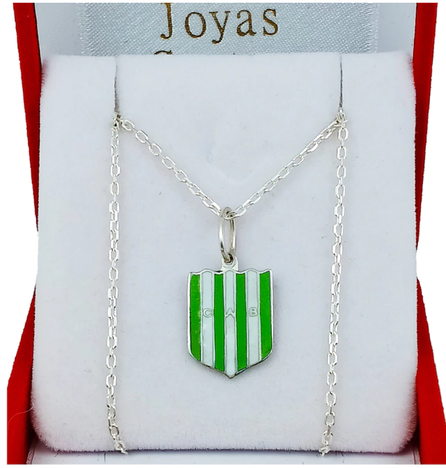 Conjunto Escudo Banfield Plata 925 Cadena Forcet Taladro