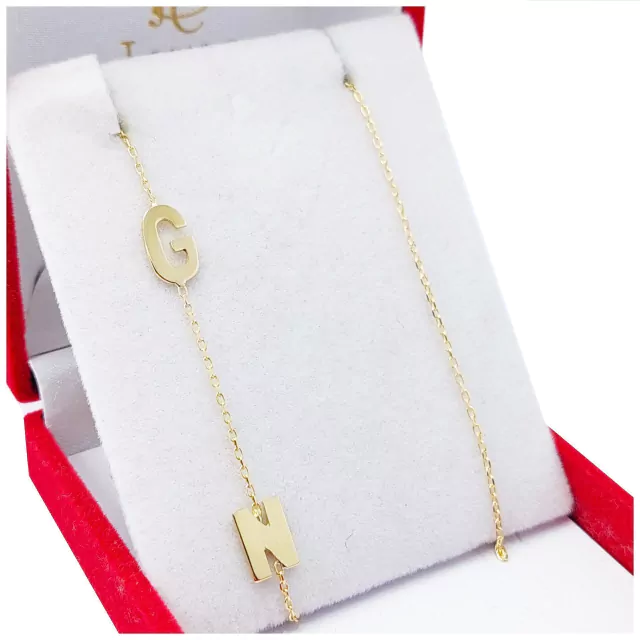Conjunto Oro 18K Cadena Forcet con 2 Iniciales 2,8 Gramos