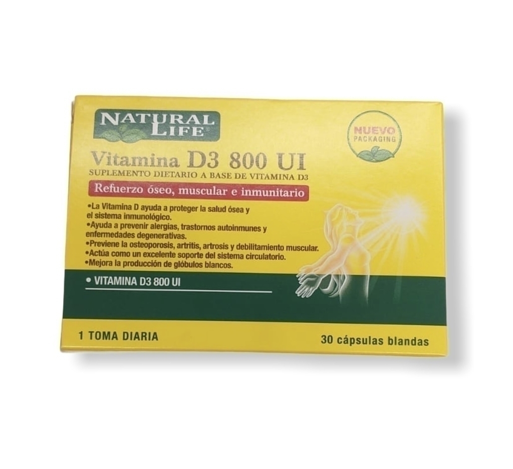 VITAMINA D3 800 UI 30 CAPSULAS NATURAL LIFE