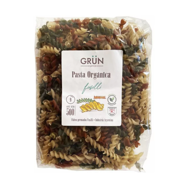 FUSILLI DE COLORES 500GR GRUN PASTA ORGANICA