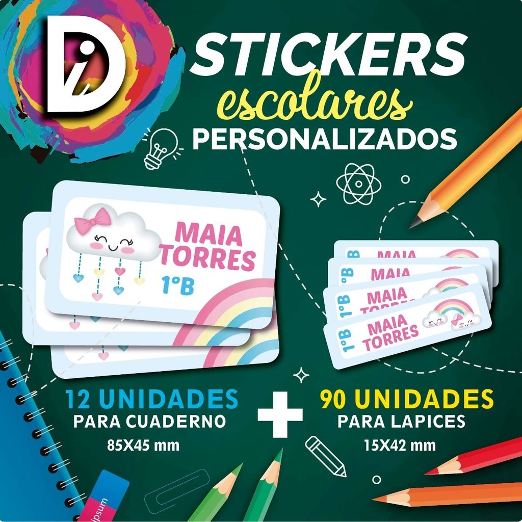 Etiquetas Escolares Personalizadas Útiles Colegio Stickers