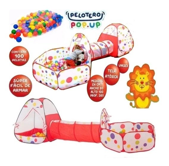 FD-PELOTERO POP UP + TUNEL + IGLU CON 100 PELOTAS ART FD277027
