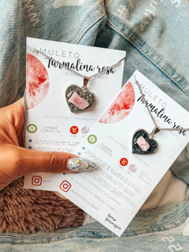 Amuleto collar INTENSE turmalina rosa
