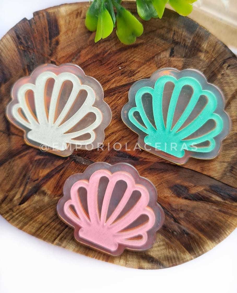 Concha Acrílico Glitter - 3,5cm - 2 Unidades