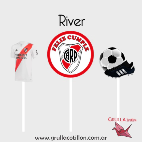 CAKE TOPPER x3 - RIVER - Comprar en GRULLA COTILLÓN