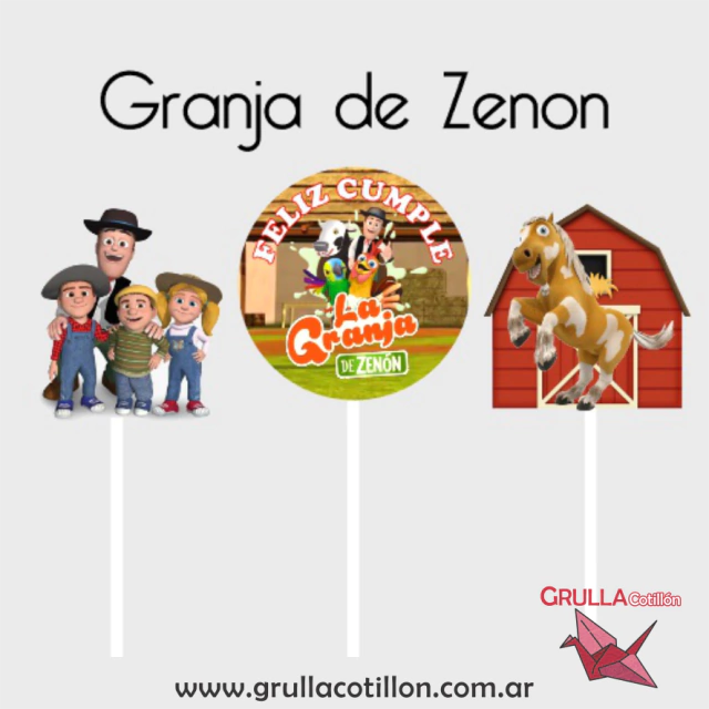 CAKE TOPPER x3 - GRANJA DE ZENON - GRULLA COTILLÓN