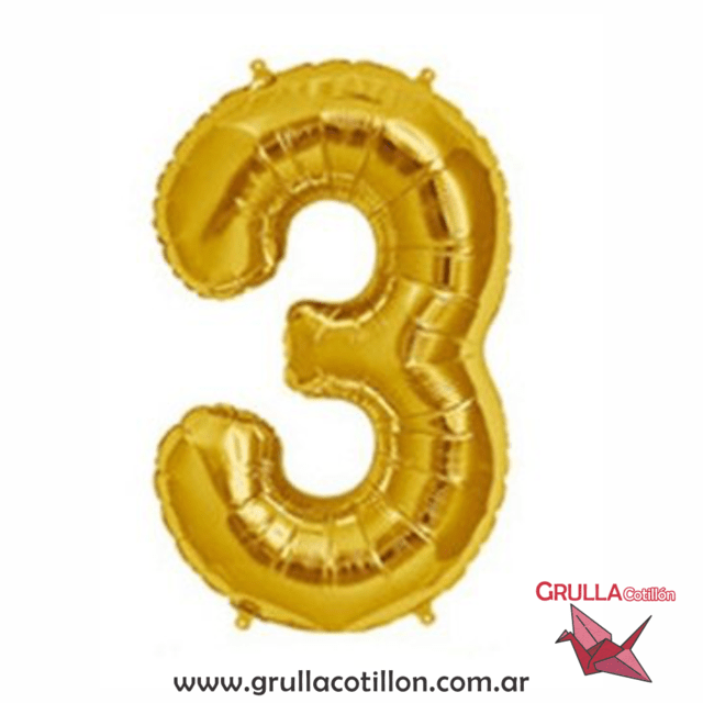 GLOBO NUMERO DORADO 34" - Comprar en GRULLA COTILLÓN