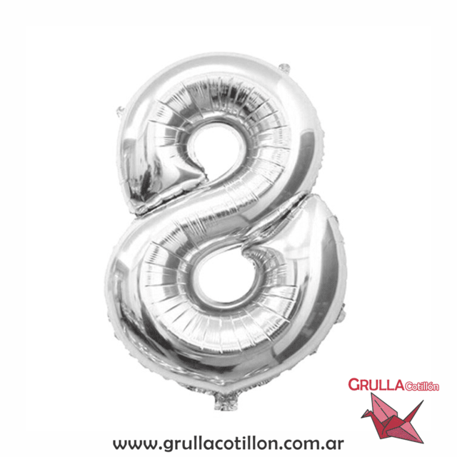 GLOBO NUMERO PLATEADO 34" - Comprar en GRULLA COTILLÓN
