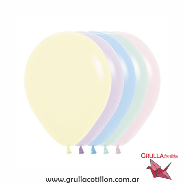 GLOBO CELESTE PASTEL 12" x10 - GRULLA COTILLÓN