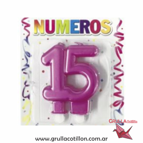 VELA NUMERO 15 ROSA - Comprar en GRULLA COTILLÓN