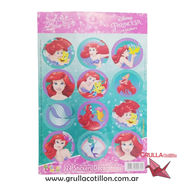 STICKER LA SIRENITA ARIEL x24 - GRULLA COTILLÓN