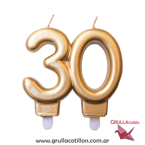 VELA NUMERO 30 DORADA - Comprar en GRULLA COTILLÓN