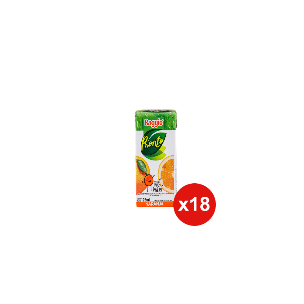 BAGGIO PRONTO NARANJA 125ml x 18 u. - Bomboneria Royal