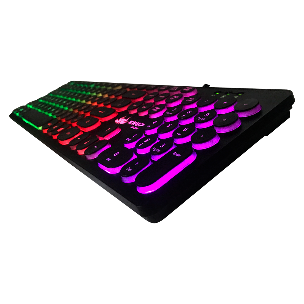 TECLADO GAMER KNUP KP-2059 QWERTY PORTUGUÊS BRASIL DE COR PRETO COM LUZ RGB