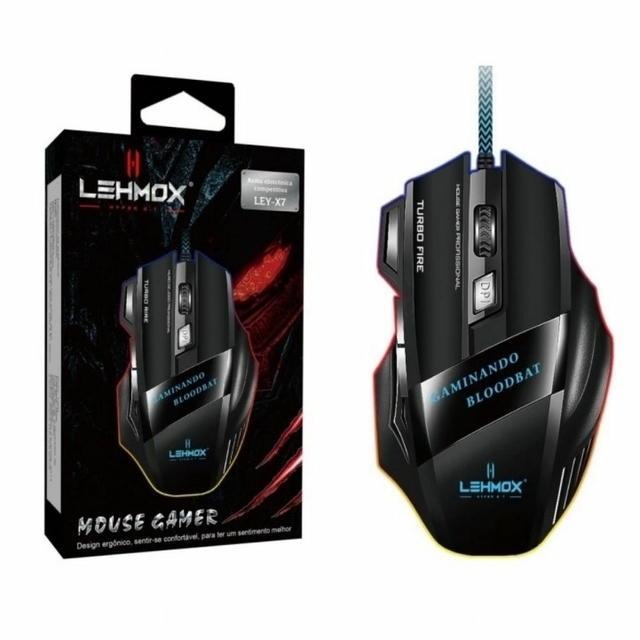 MOUSE USB GAMER COM LED LEHMOX LEY-X7