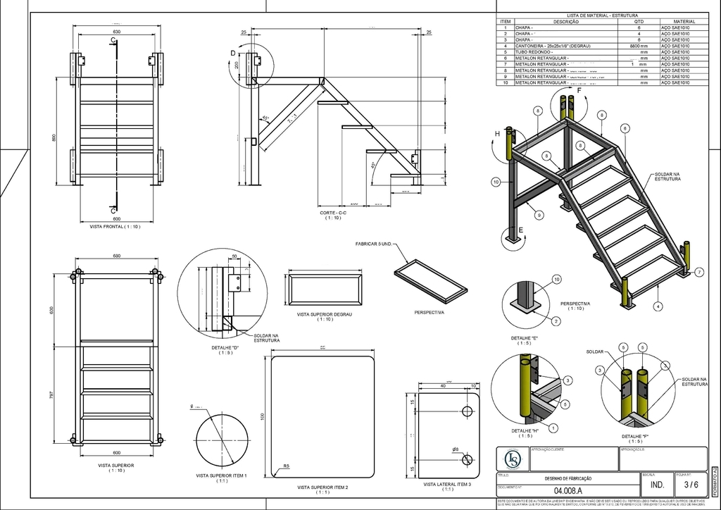 Projeto Escada Plataforma Móvel (completa com ART)