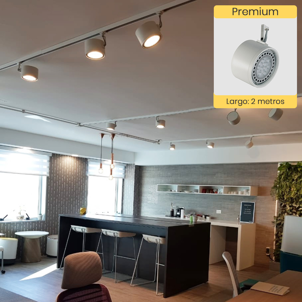 Riel de 2 metros con spots grandes - Línea PREMIUM