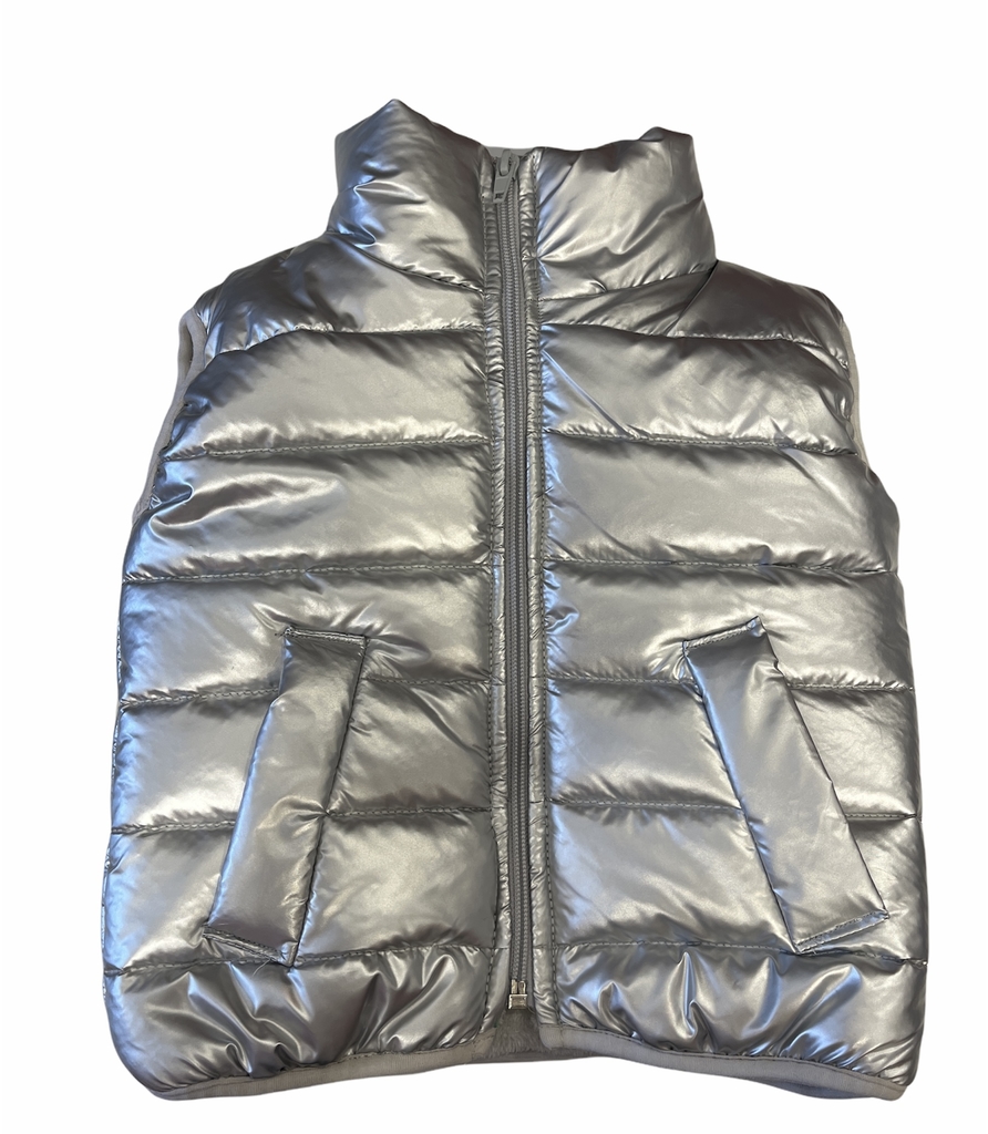 CHALECO PUFFER METALIZADO DE BEBA CON PIEL POR DENTRO