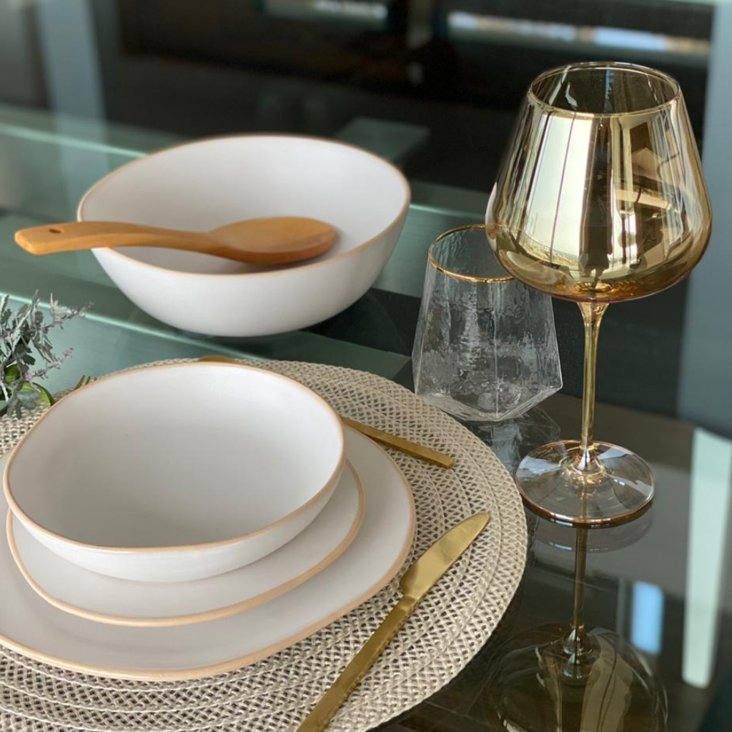 SET X 6 COPAS DE VIDRIO DORADA BOMBE - Sineta deco+home