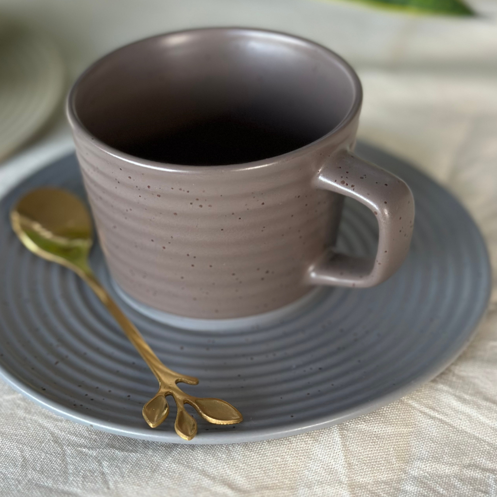 TAZA SAHARA GRIS CON PLATO - Sineta deco+home