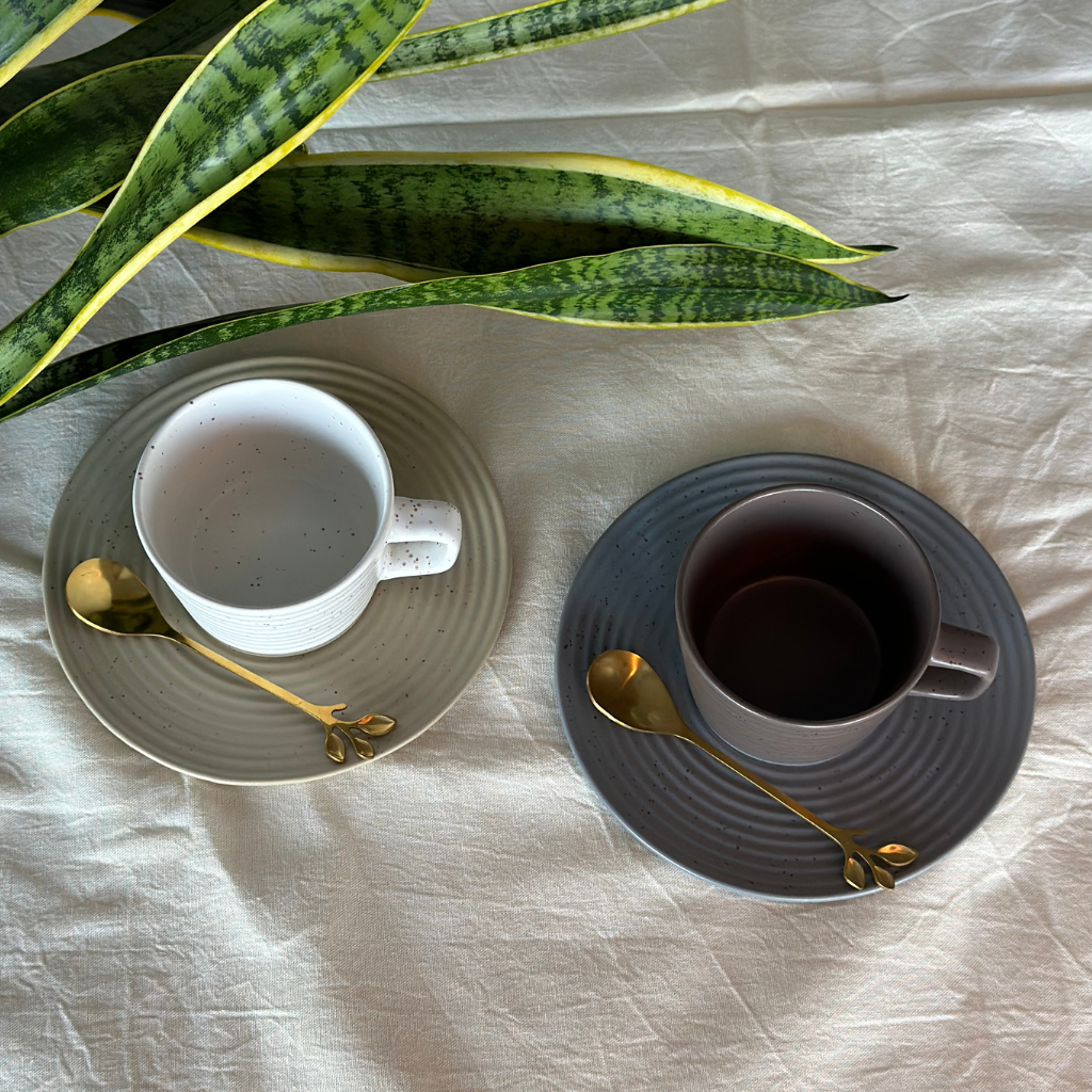 TAZA SAHARA GRIS CON PLATO - Sineta deco+home