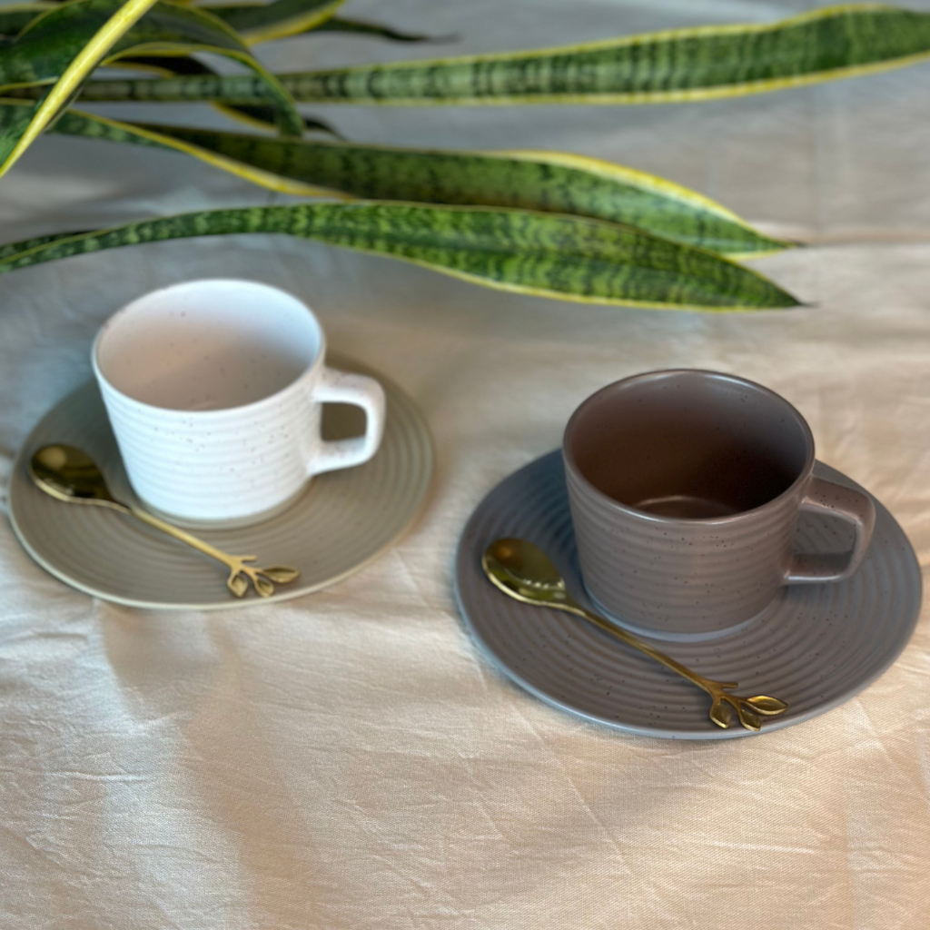 TAZA SAHARA GRIS CON PLATO - Sineta deco+home