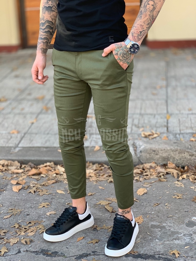 Chino de Bengalina Verde - Comprar en The New Classic