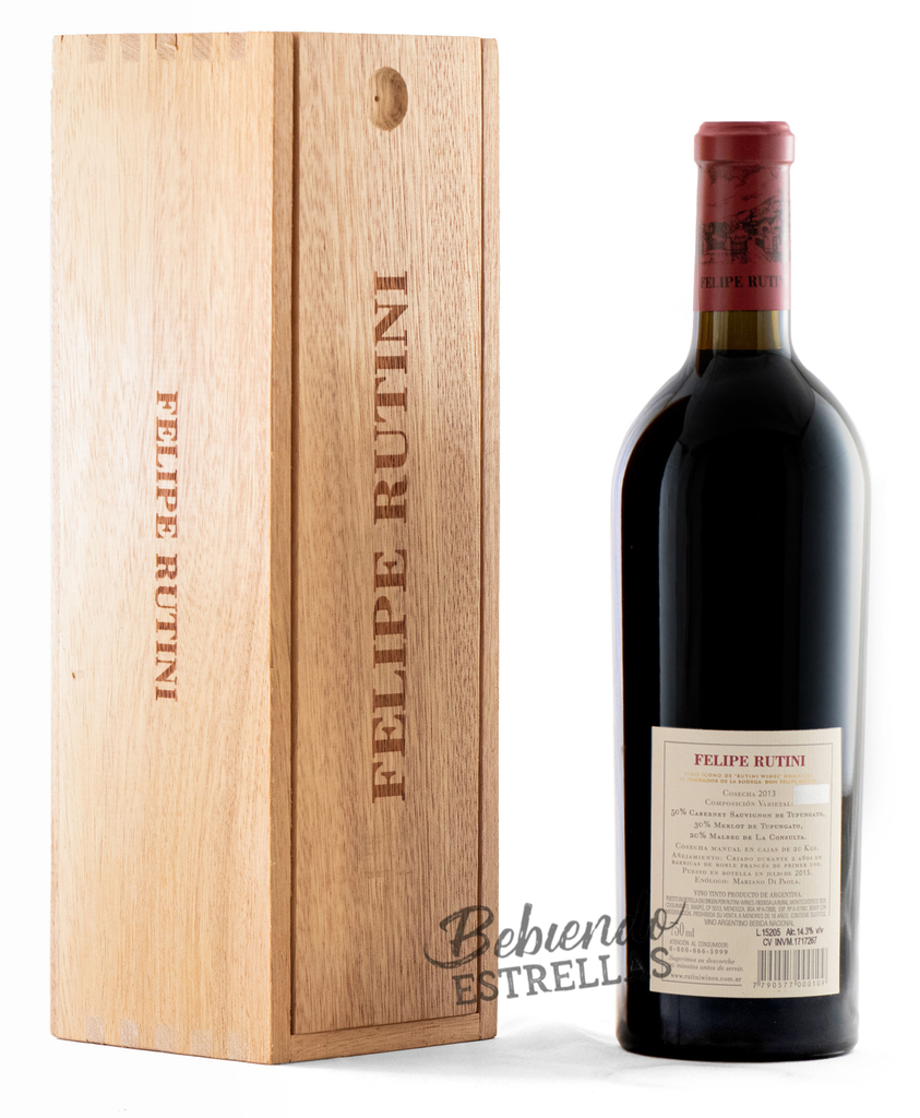 Vino Felipe Rutini 750 Ml año 2015 Con Estuche De Madera