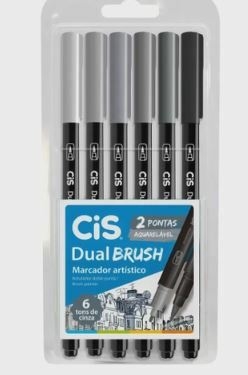 CIS MARC DUAL BRUSH EST C/6 TONS CINZA