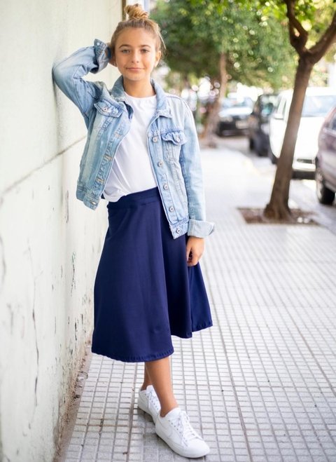 Pollera acampanada Lycra lisa. Niñas - Cherry Boop