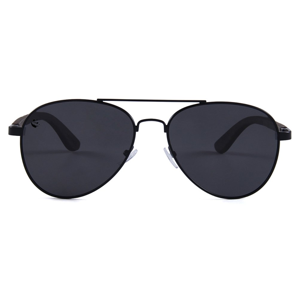 Lentes Gafas de Sol Negros Oscuros Aviador de Madera Polarizados UV400