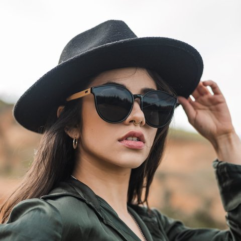 Lentes Gafas de Sol Grandes para Mujer Oscuros Negros de Bambú UV400