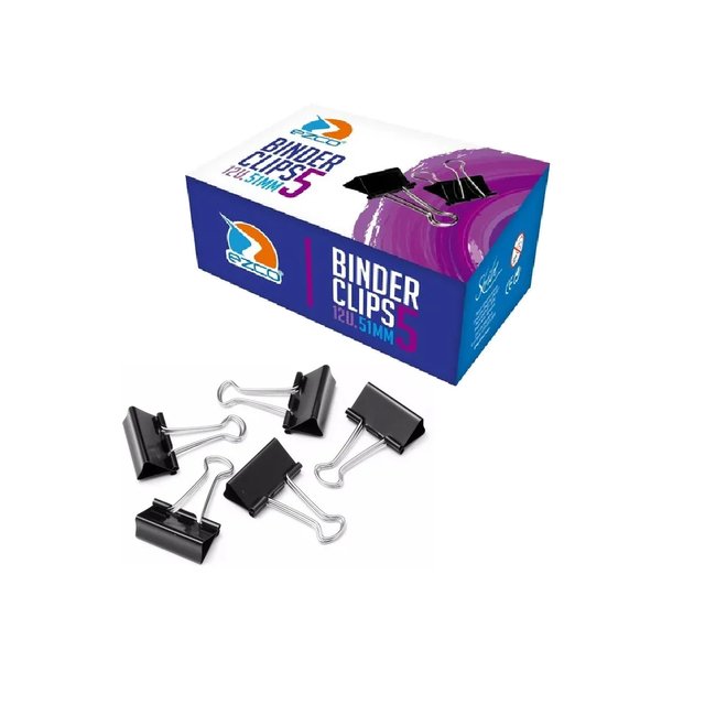 BINDER CLIPS EZCO NEGROS DOBLE CLIP 51MM CAJA x 12u