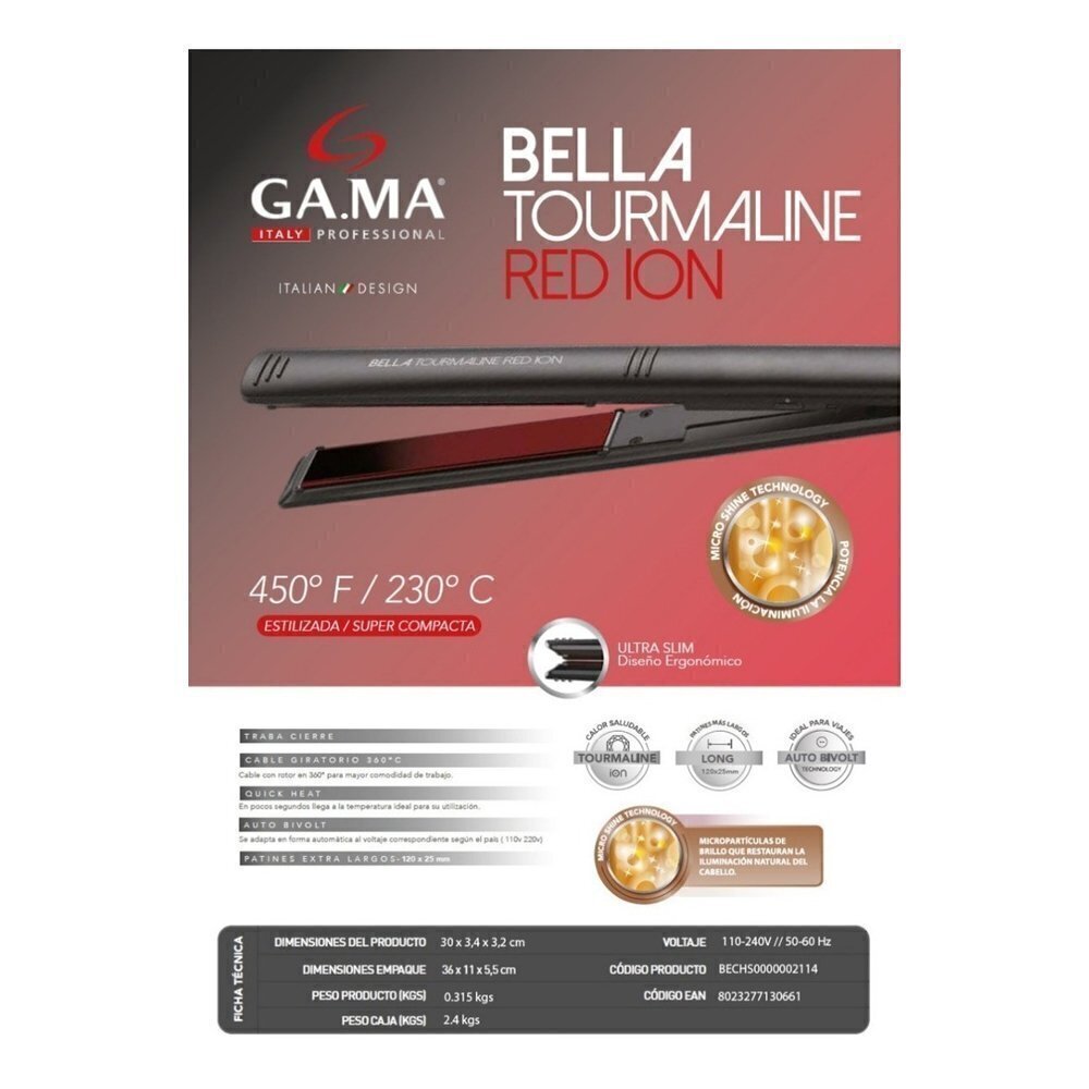 Planchita De Pelo Gama Elegance Bella Tourmaline, 51% OFF