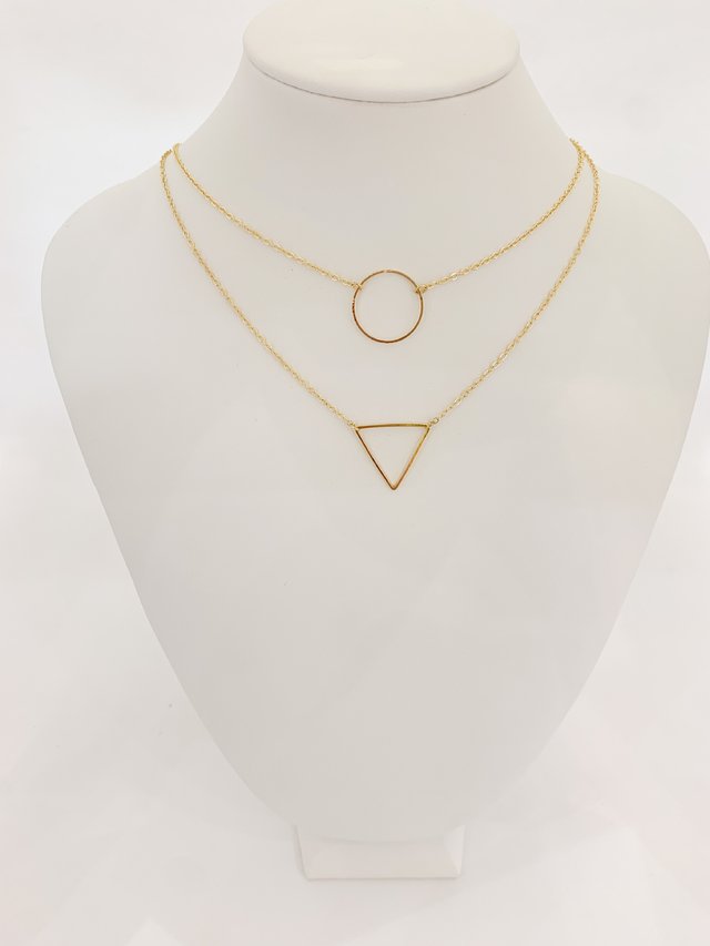 Colar duplo geométrico CL0023 - Ellegance bijoux