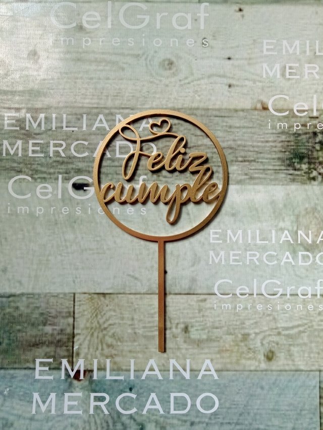 Topper Féliz Cumple en círculo - Flor Print