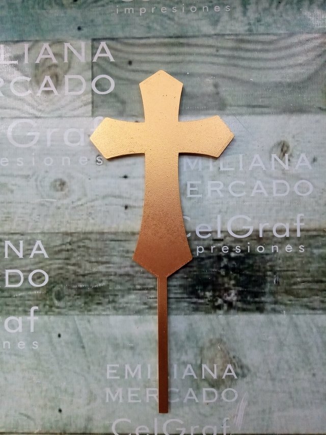 Topper Cruz Dorada - Comprar en Flor Print