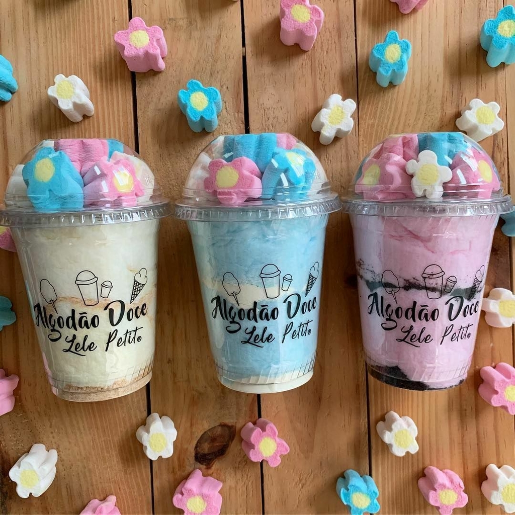 50 Copos Bolha PET 480 ml COM divisória - Algodão doce, Pipoca Gourmet ...