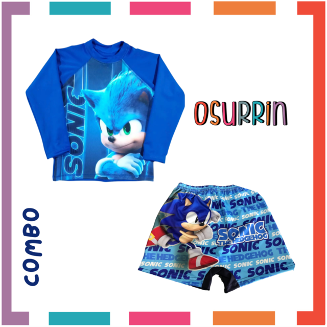 Combo Remera de agua + Short de baño. Zunga. Salida de Baño Sonic