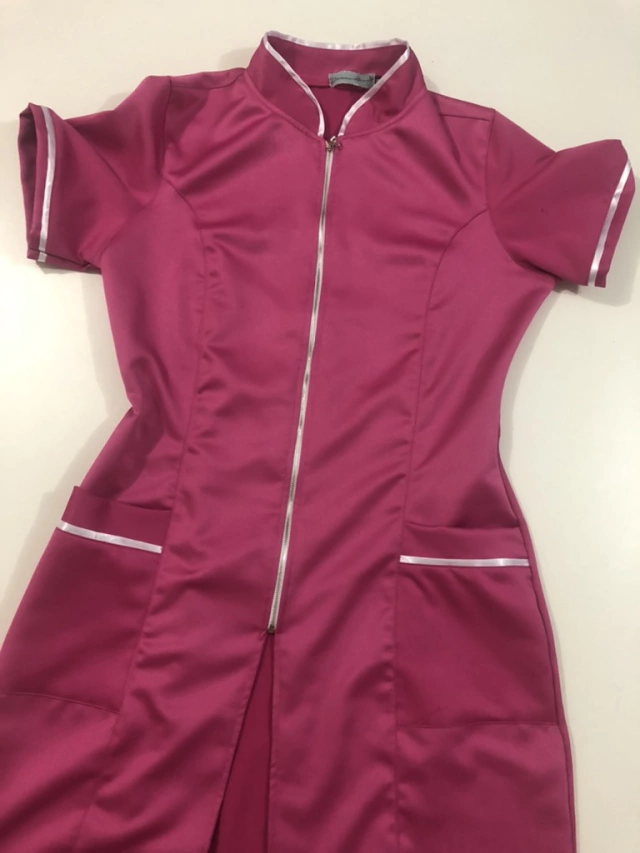 Jaleco Manga curta pink VIES BRANCO - Donna Anne