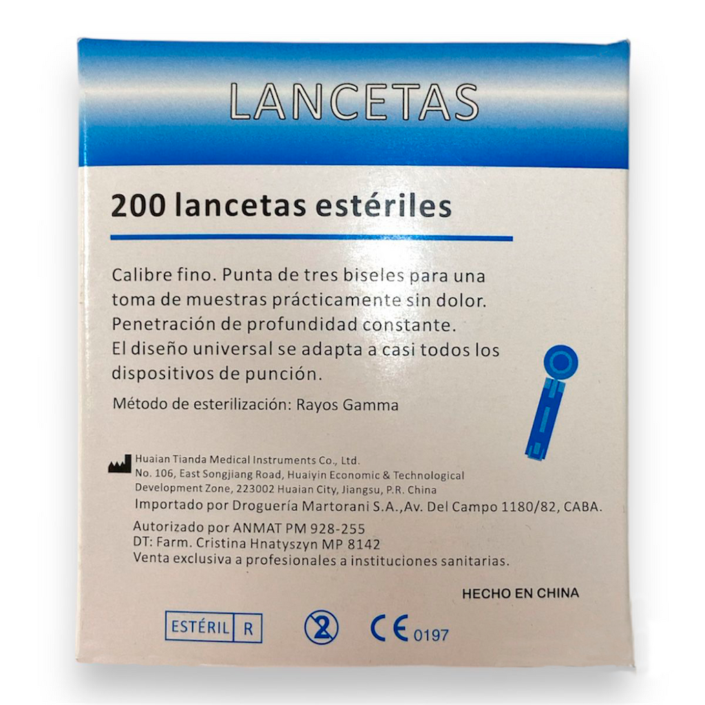 Lancetas de Sangre Pharmacare Plasticas Para Disparador - Caja x 200