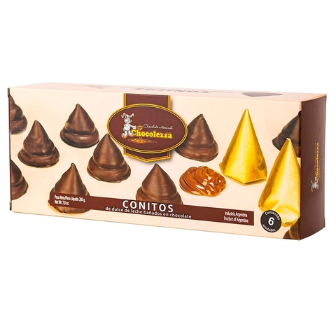 Conitos de chocolate negro con dulce de leche x 6 unidades
