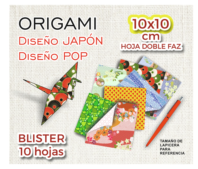 Papel Origami 10cm x 10cm - G+U Papelería con Diseño