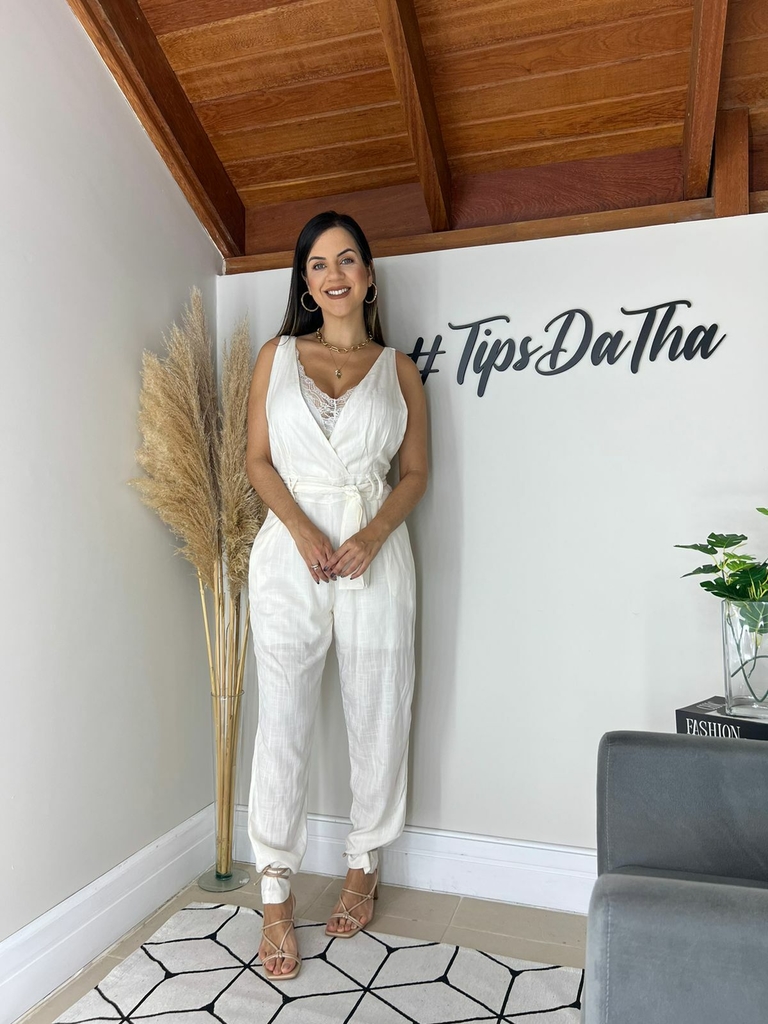 Macacão Viscolinho BRANCO - Andréa Galvão Store